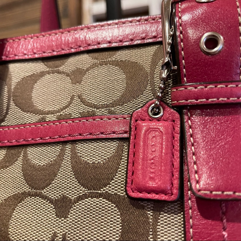 Coach Signature Jacquard Hamptons Shoulder Bag Tote N… - Gem